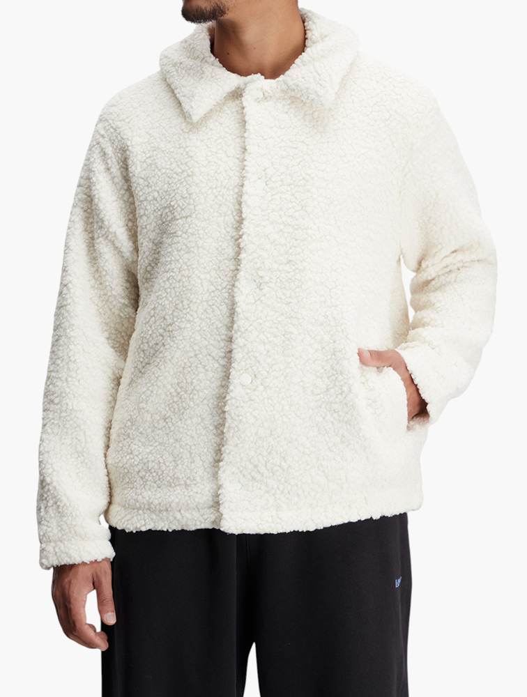 MyRunway | Shop Daily Finery White Fleece Jacket for Men from MyRunway ...